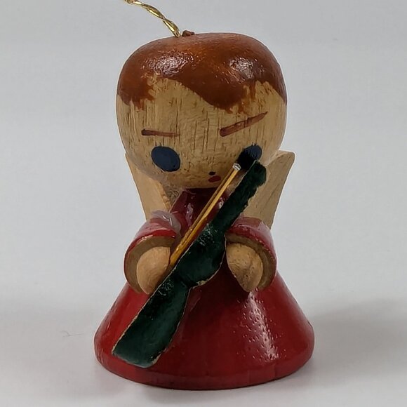 Holiday | Vintage 7s Angel Playing Harp Wooden Christmas Tree Ornament ...